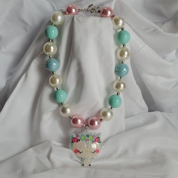 Jackie Sherwood | Accessories | Newlight Blue Owl Chunky Necklace | Poshmark
